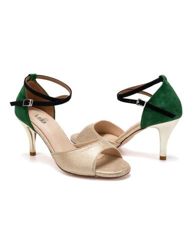 SkÓrzane Buty Do TaŃca Tango Stylowe Gold 75cm