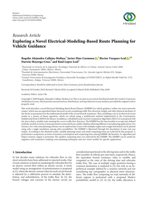 Pdf Exploring A Novel Electrical Modeling Based Route Planning For