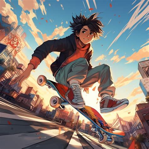 Skater Boy Illustration Premium Ai Generated Image