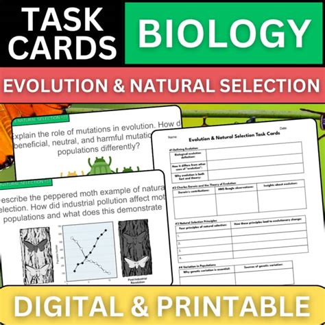Biology Task Cards Evolution And Natural Selection Printable And Digital