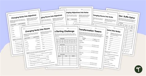 Derivational Suffix Worksheet Pack Teach Starter