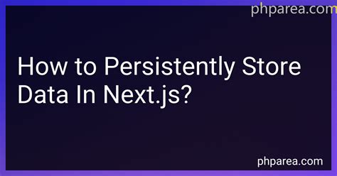 How To Persistently Store Data In Nextjs In 2024