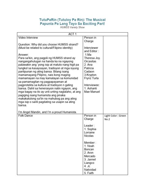 Variety Show Script Pdf Graphic Design Rainbow