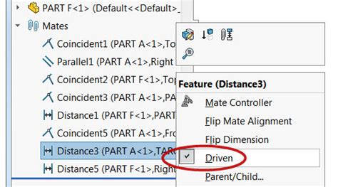 Solidworks Driven Mate Dimension Option Helps To Resolve Mate Errors
