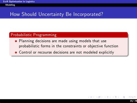 Stochastic And Robust Optimization In Logistics Ppt