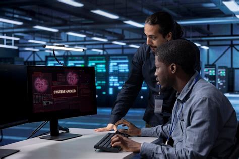 Premium Photo Computer Scientists In Server Hub Workspace Frightened