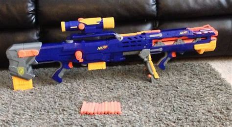 Nerf Longshot Cs 6 Blue Sniper Rifle Gun W Front Gun Scope 2 Clips And