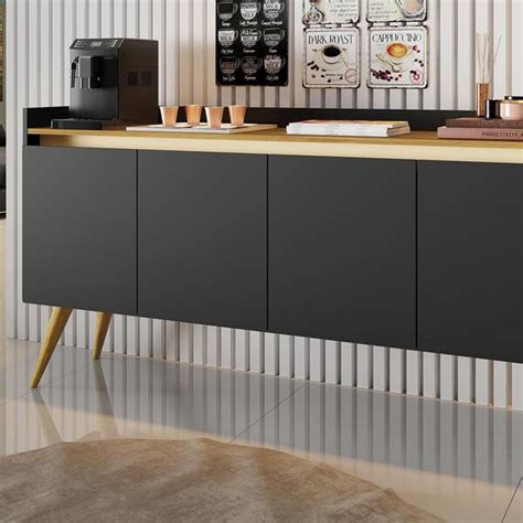 Buffet Com 4 Portas Chicado Preto Mel Leroy Merlin