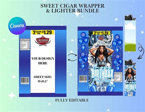 Sweet Cigar Wrapper Template Editable Full Wrappercigarette Pack