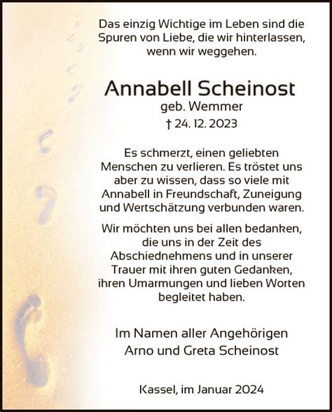 Traueranzeigen Von Annabell Scheinost Trauerhnade
