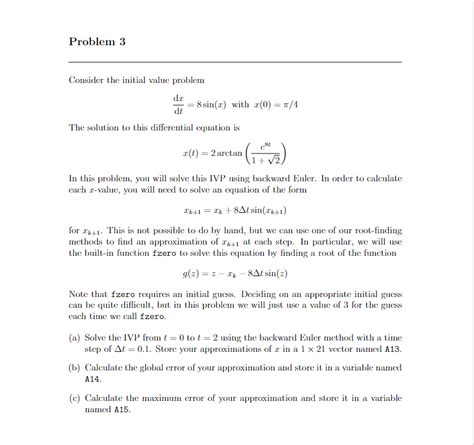 solved consider the initial value problem dtdx 8sin x with