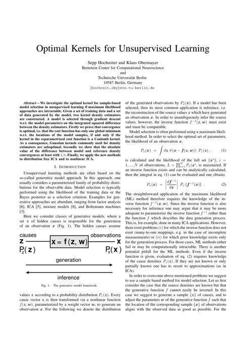 Pdf Optimal Kernels For Unsupervised Learning