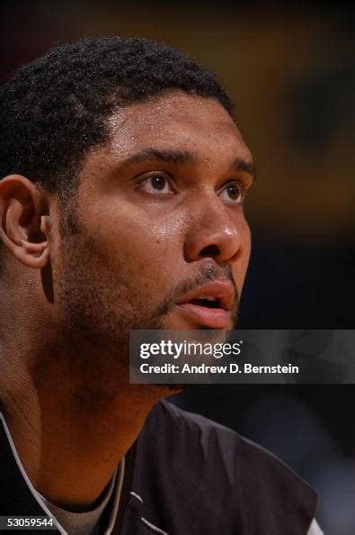 Tim Duncan Of The San Antonio Spurs Looks On Against The Detroit