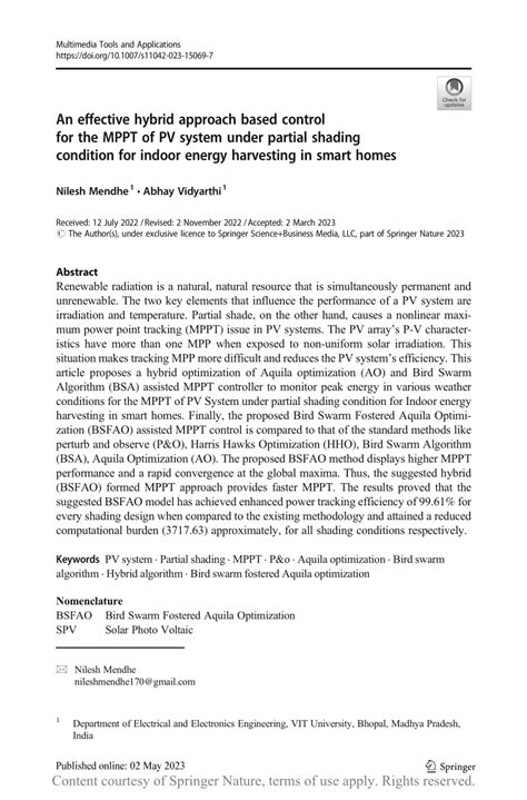 An Effective Hybrid Approach Based Control For The MPPT Of PV System Under Partial Shading