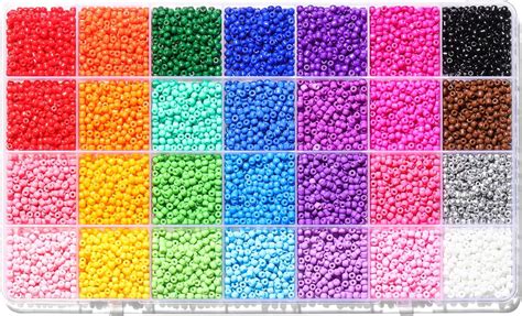 Hudinsun 28 Colors 3mm Seed Beads Kit 7200pcs Glass Seed Beads Kit For