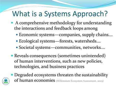Ppt A Systems Approach To Sustainability At Us Epa Powerpoint