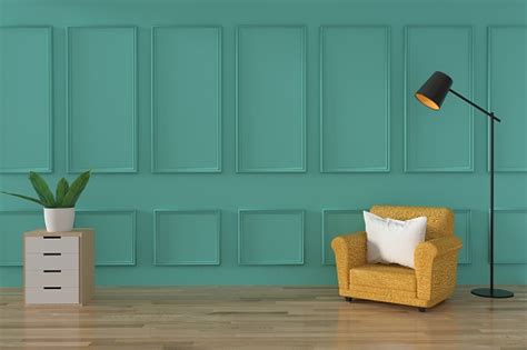 3d 렌더링에 부드러운 녹색 벽과 나무 바닥에 미니 멀 소파 로프트 인테리어 디자인 0명에 대한 스톡 벡터 아트 및 기타 이미지 0명 가구 건축 Istock