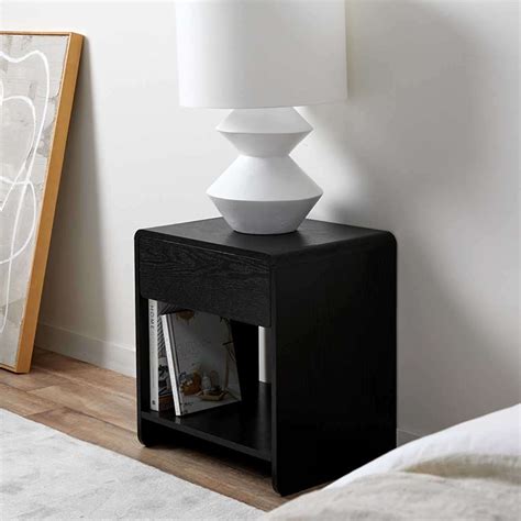Owen Bedside Table Black Bedroom Furniture Mocka Nz
