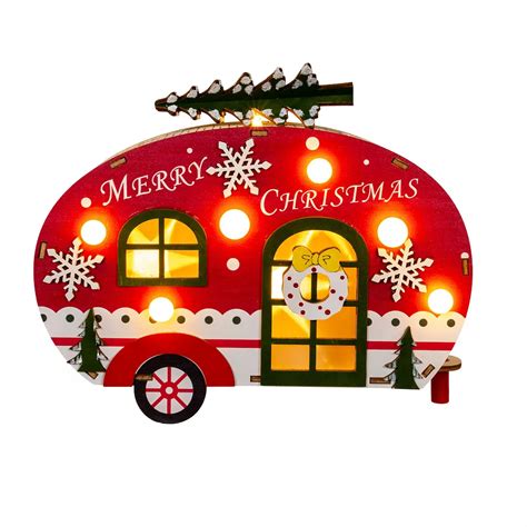 Kurt Adler Battery Operated Lighted Wooden Camper Van Table Decor