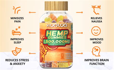 Hemp Gummies Hooloo Extra Strength 1500000mg 60 Count Infused With