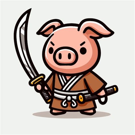 Premium Vector Vector Pig Samurai Illustration