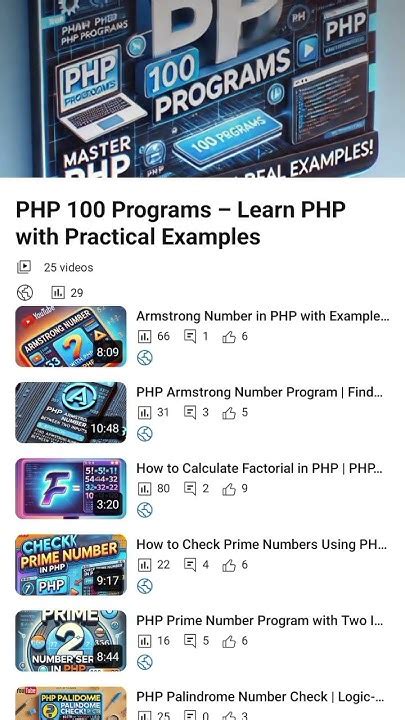100 Php Programs In Shorts Learn Php Fast With Code Examples Shorts