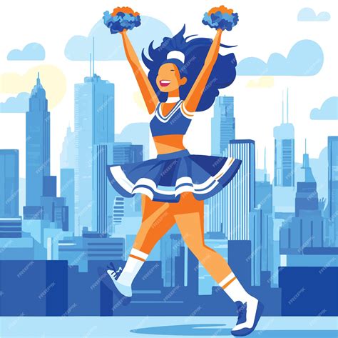 Dynamic Cheerleader Character In Action Vector Illustration Premium