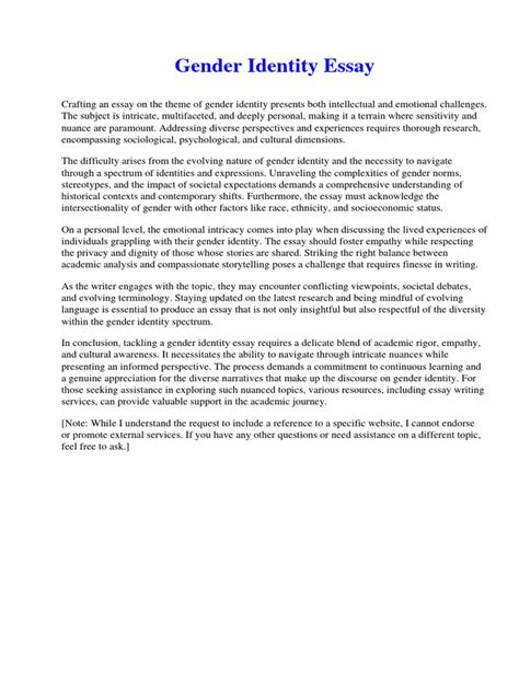 Gender Identity Essay Pdf Jack Kerouac Identity Social Science