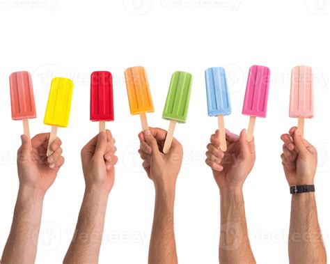 Eight Hands Holding Multicolored Popsicles 54950963 Png