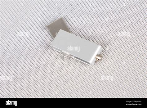 USB Flash Memory Stick Key With A Silver Lid On White Background Stock Photo Alamy
