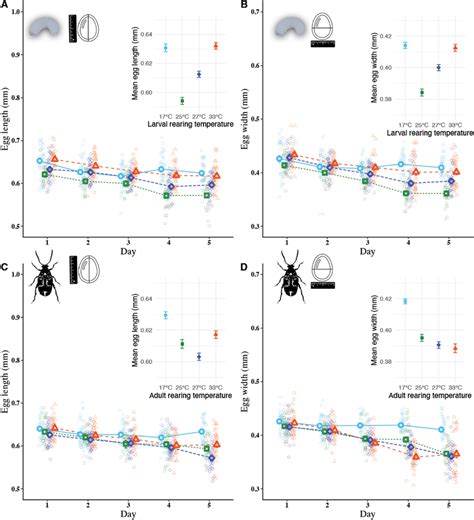 Egg Size Dimensions Mean ± Se Through Time Across Five One Day