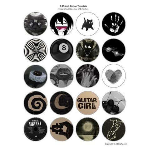 Pin Tamplete Theme Black 1 25 Inch Button Template Pin Ideas