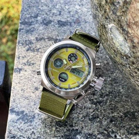 Мужские часы Amst 3003 Silver Green Green Wristband Id 1640903886