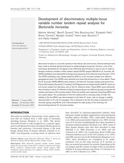 Pdf Development Of Discriminatory Multiple Locus Variable Number Tandem Repeat Analysis For