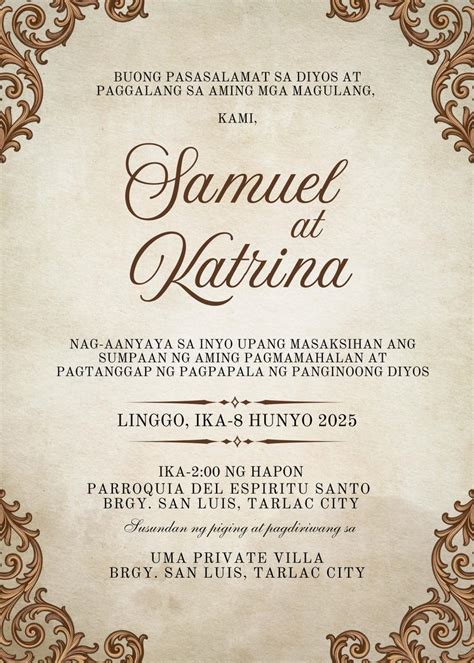 Diy Filipiniana Tagalog Wedding Invitation Template Diy Filipino