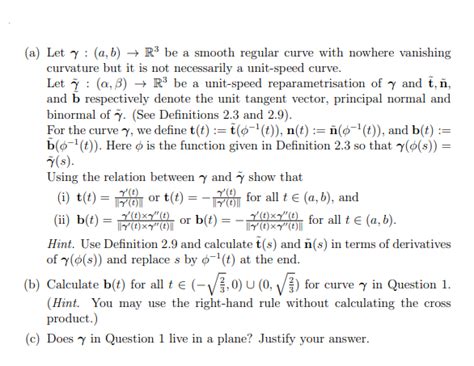 solved a a let y a b r3 be a smooth regular curve