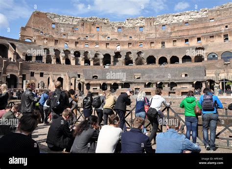 Rome Italy March 16 2016 Tourists Visiting The Great Roman