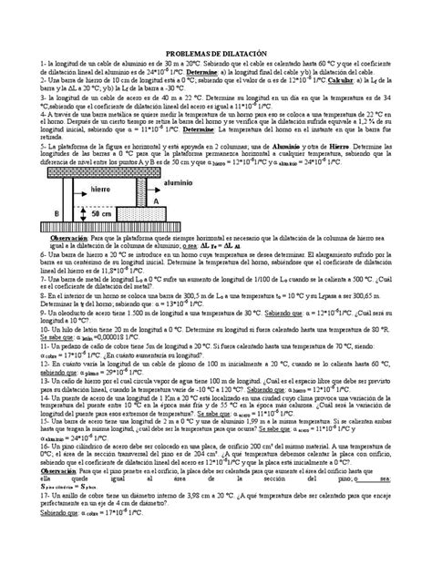 Problemas De Dilatación Térmica Pdf Expansión Térmica Aluminio