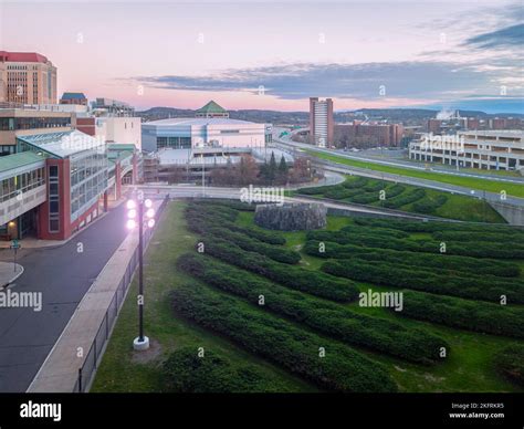 Aerial Landscape View Of Downtown Albany New York State Capital Area