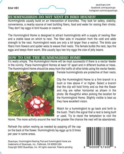 Hummingbird Home Wnesting Fiber And Ring Red Flower