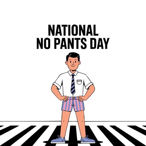 A Cartoon Man In Shorts And A Tie Standing On A Street With The Words