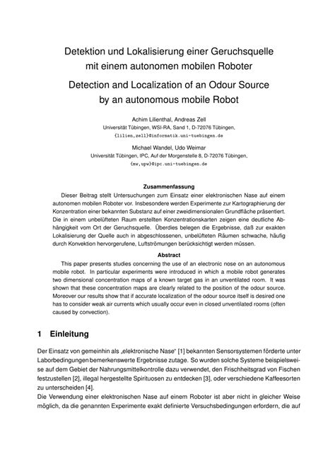 Pdf Detection And Localization Of An Odour Source By An Autonomous