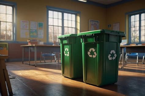 Classroom With A Recycling Bin Premium Ai Generated Image