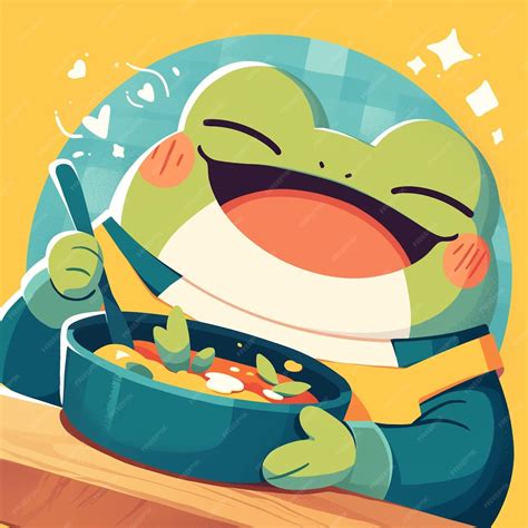 Premium Vector A Happy Frog Chef Cartoon Style