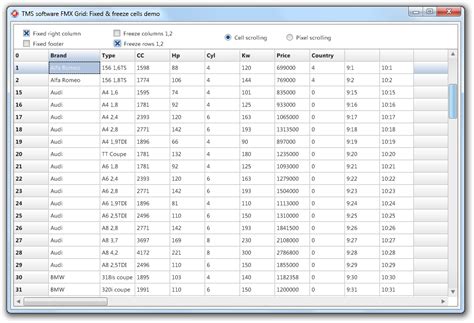 TMS Software TMS Pack For FireMonkey TMS FireMonkey Grid Example