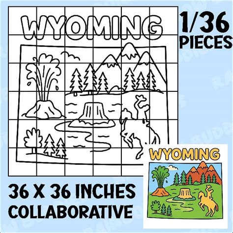 Wyoming State Map Collaborative Poster Explore Landmarks And Geography