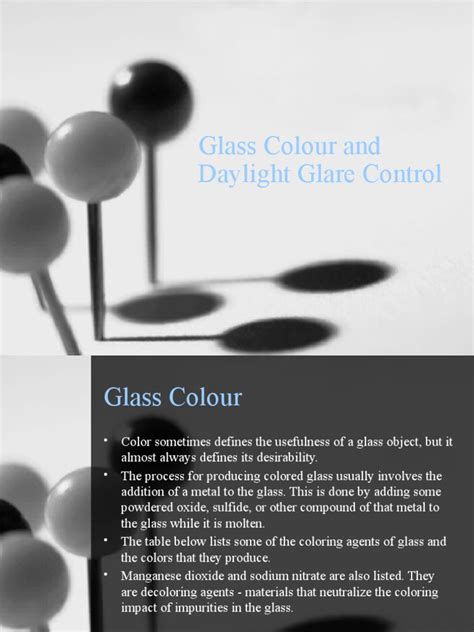 Glass Colour And Daylight Glare Control Pdf Glasses Oxide