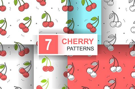 Cherry Patterns Illustrator Graphics ~ Creative Market