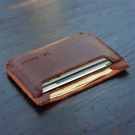 Personalized Front Pocket Double Sleeve Mens Leather Wallet With