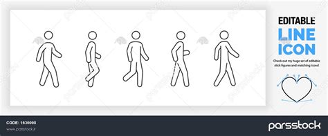 مجموعه آیکون خط قابل ویرایش از یک چوب دستی یا فیگور چوبی که در حالت‌های